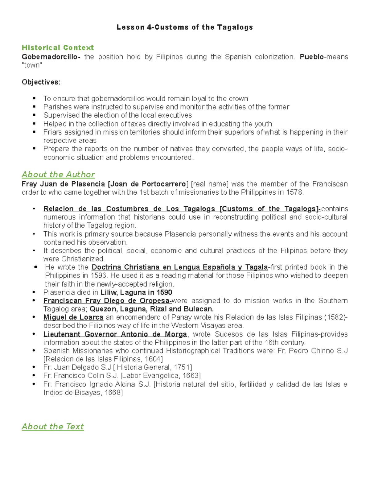 Customs of Tagalog - Lesson 4-Customs of the Tagalogs Historical ...