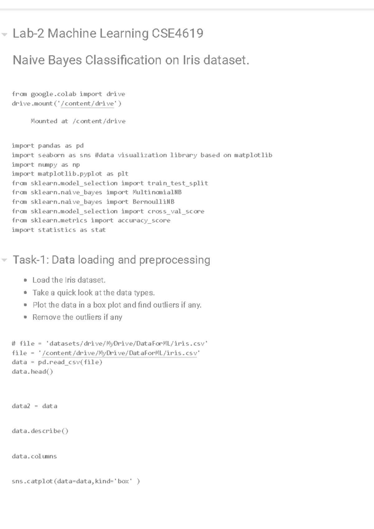 Lab2 Iris Naive Bayes Classification Naive Bayes Classication On Iris Dataset Lab 2 Machine