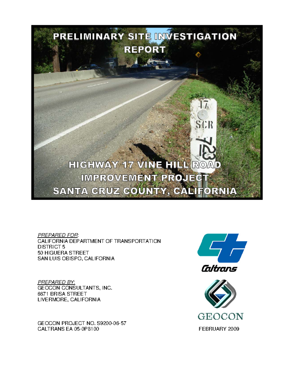Preliminary Site Investigation Report Highway 17 Vine Hill Road ...