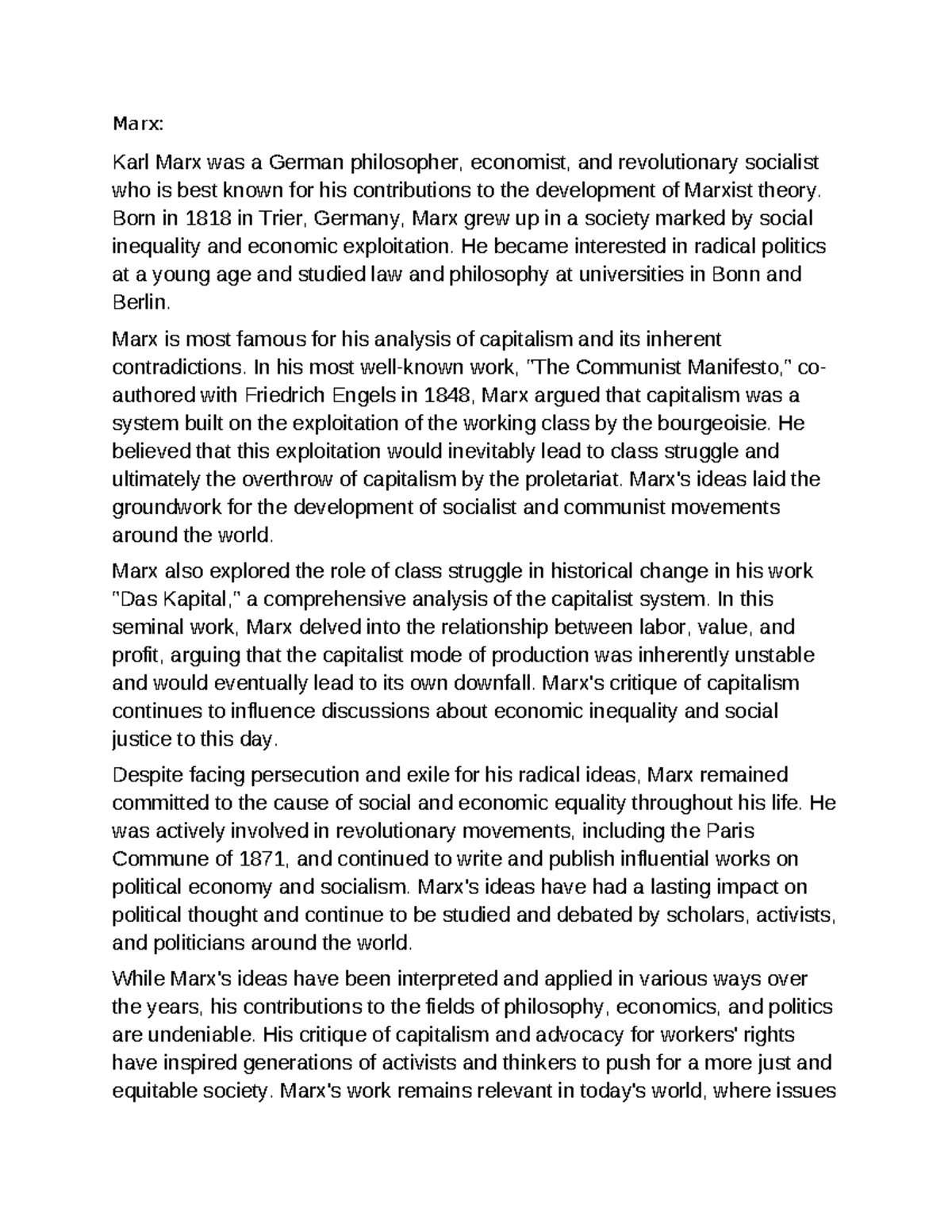 Karl Marx and his affect - Marx: Karl Marx was a German philosopher ...