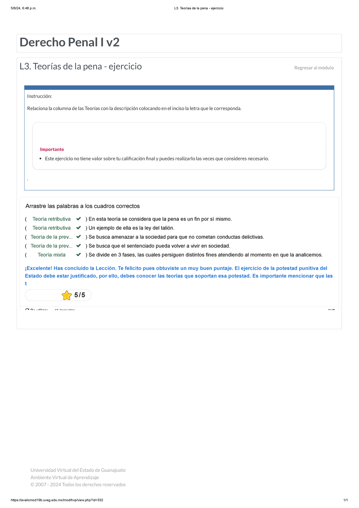 L3. Teorías de la pena - ejercicio - Derecho Penal I v L3. Teorías de la pena - ejercicio ...