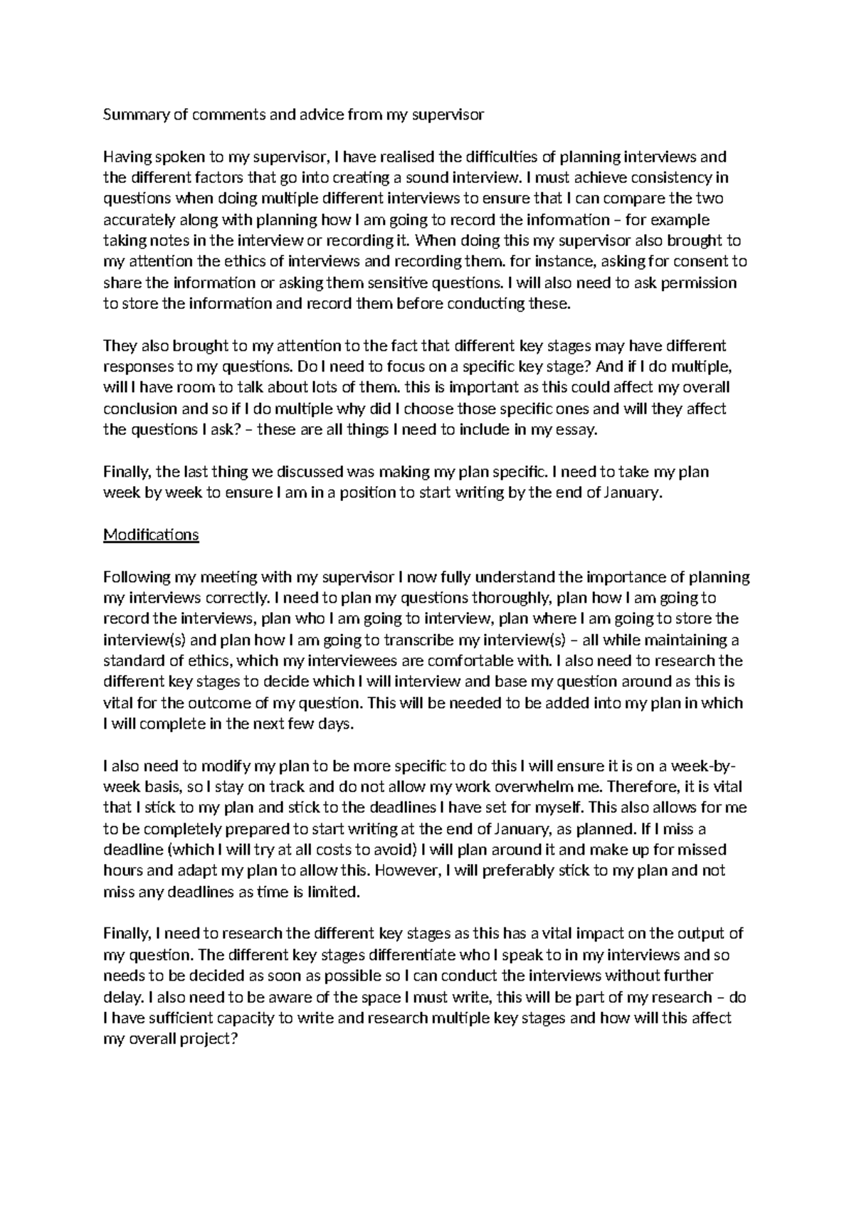 Planning review - hellow - Summary of comments and advice from my ...