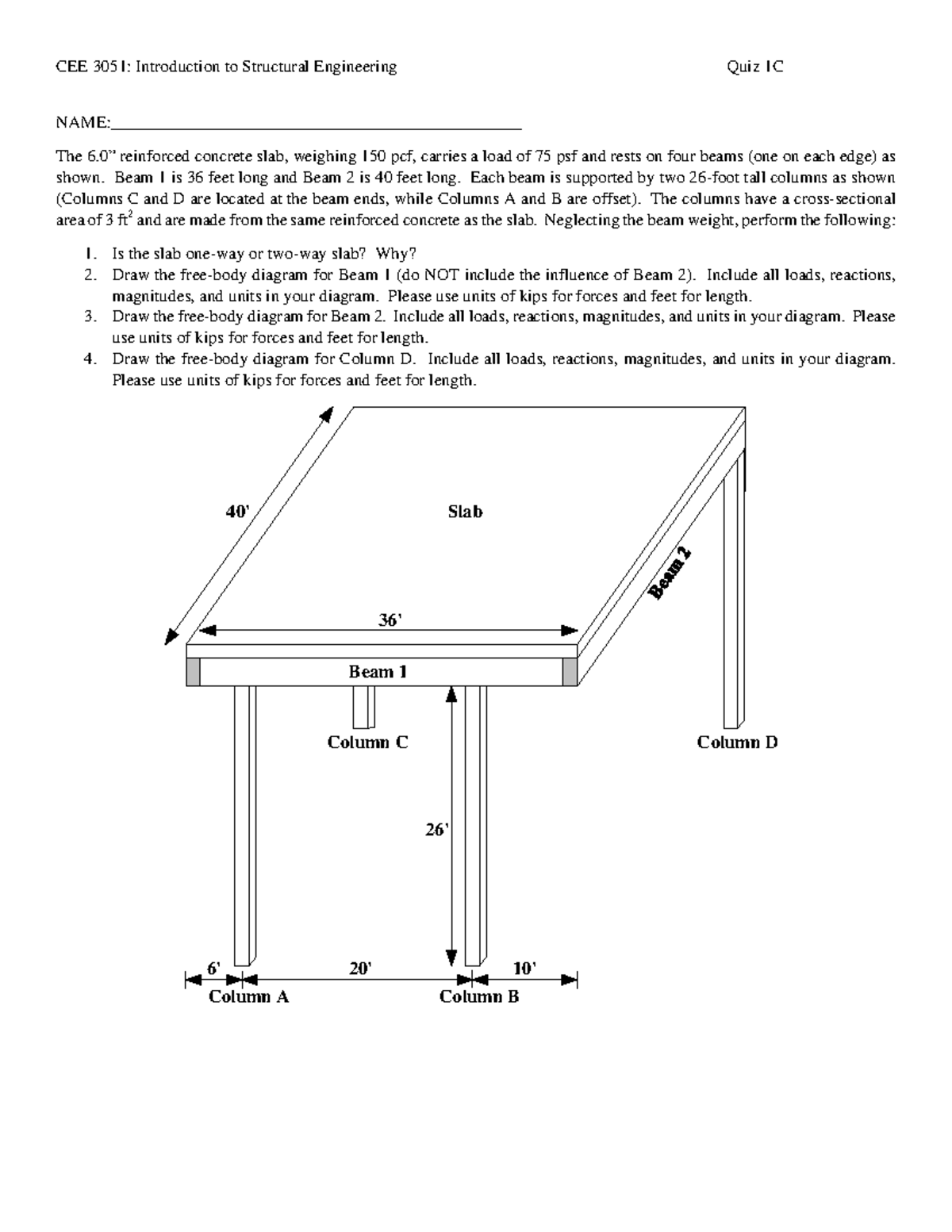 Practice Quiz 1c - Loads and Load Paths - CEE 3051: Introduction to ...