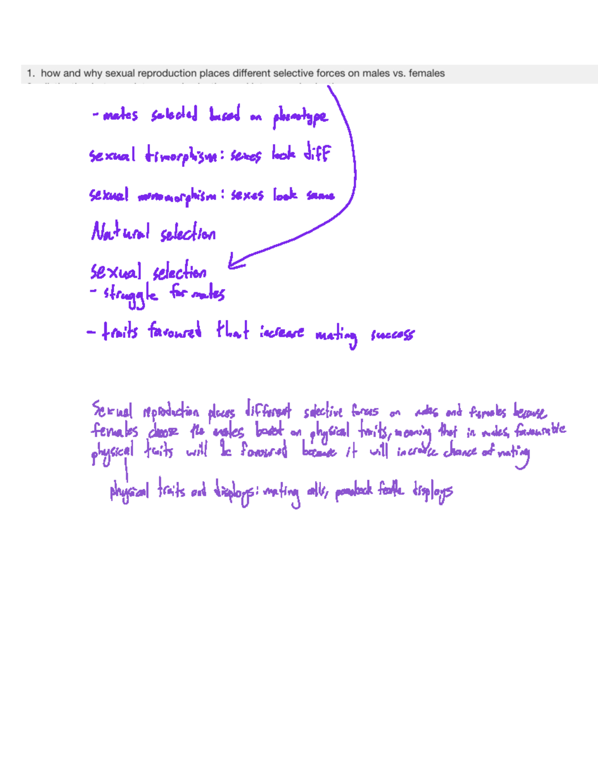 Lecture 16- biology 1001 - mates selected based on phenotype ...
