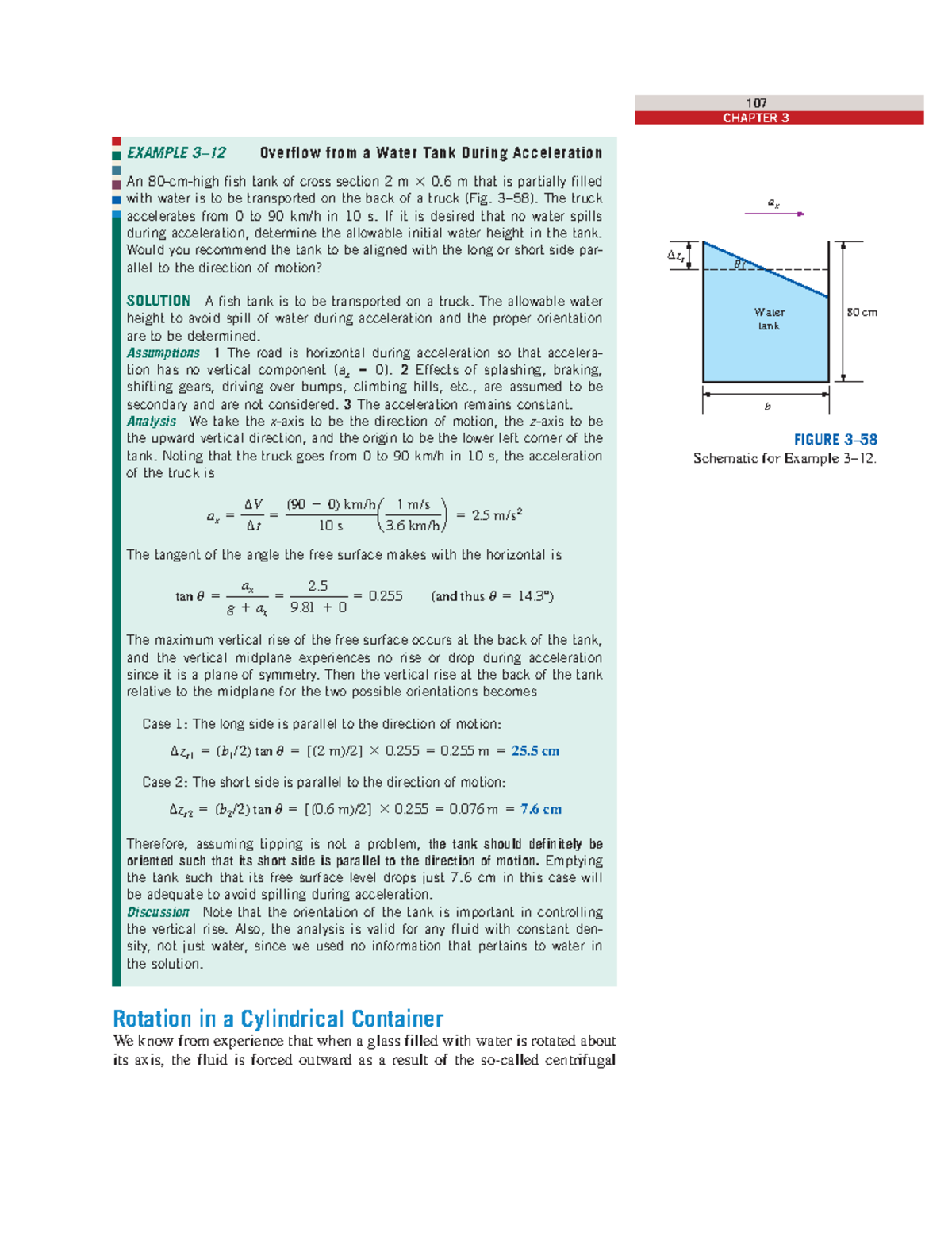 Rotation in a Cylindrical Container - CHAPTER 3 Dz s ax b Water tank 80 ...