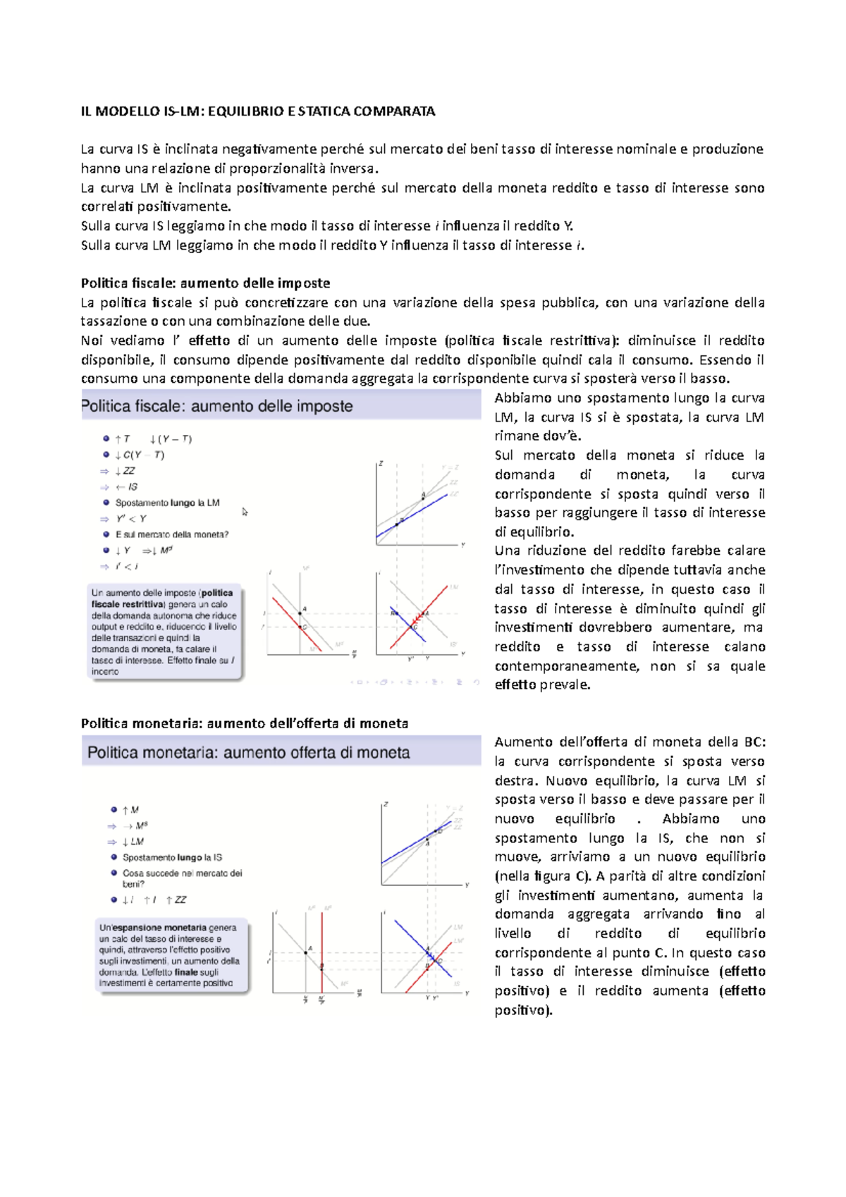 5-Il modello IS-LM, equilibrio e statica comparata - IL MODELLO IS-LM ...