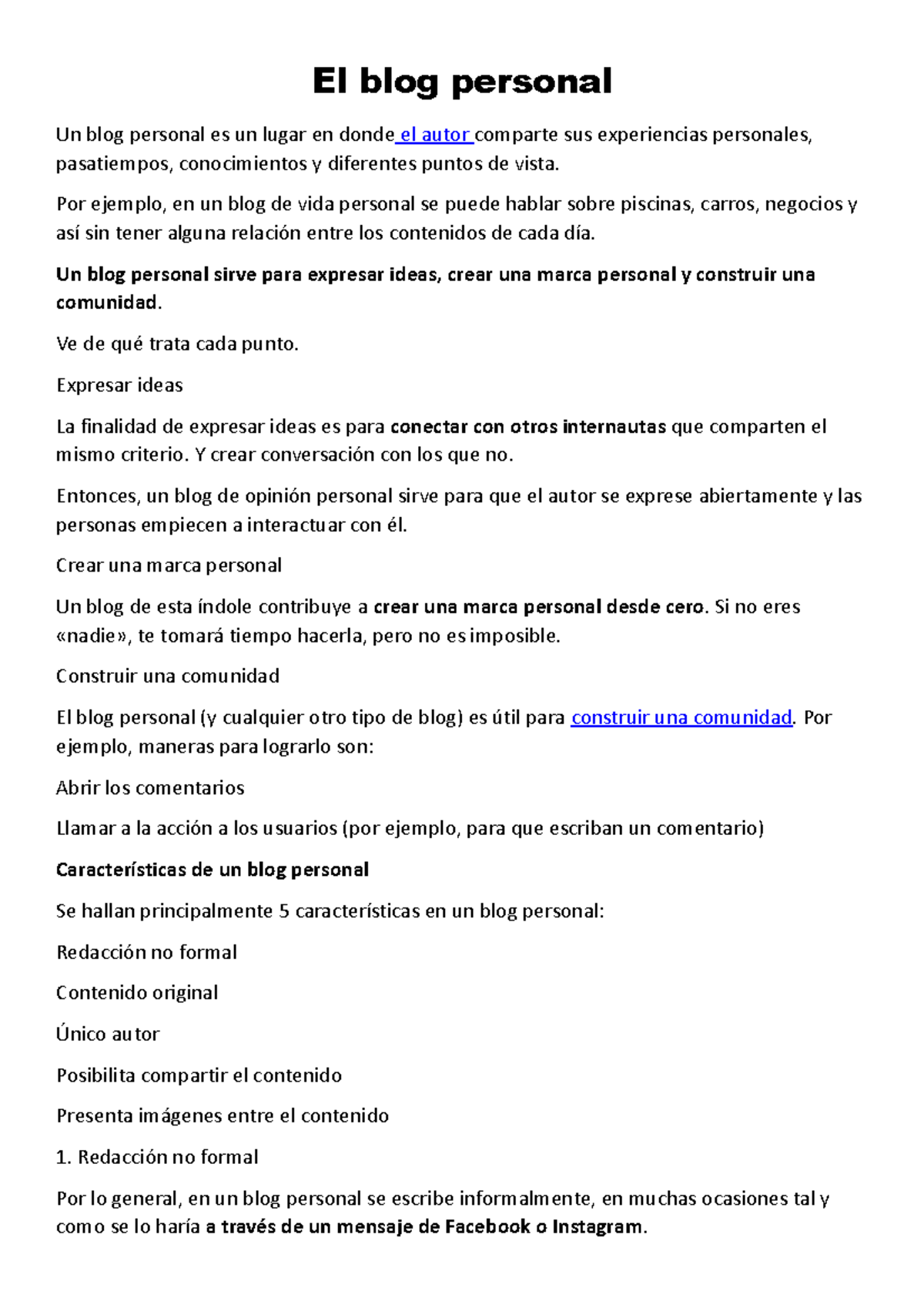 El blog personal - Por ejemplo, en un blog de vida personal se puede ...