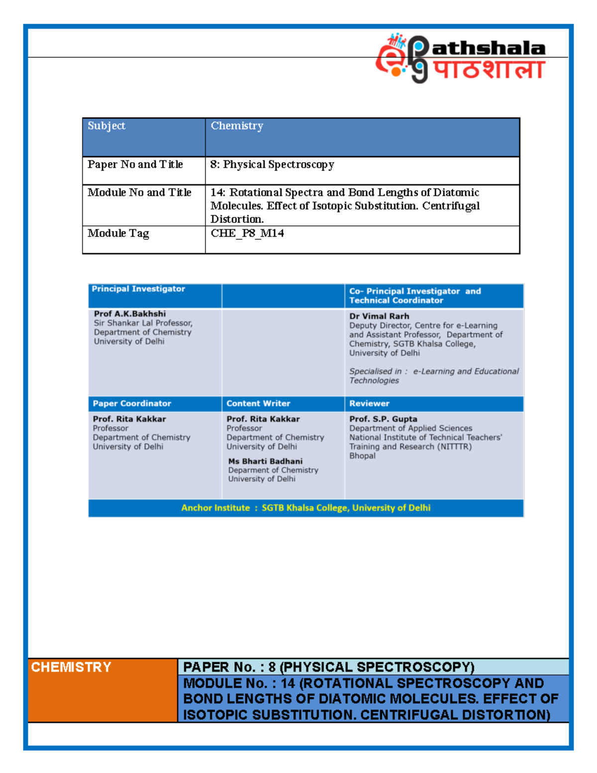 Non rigid rotor - This is RCU BSc chemistry final semester notes ...