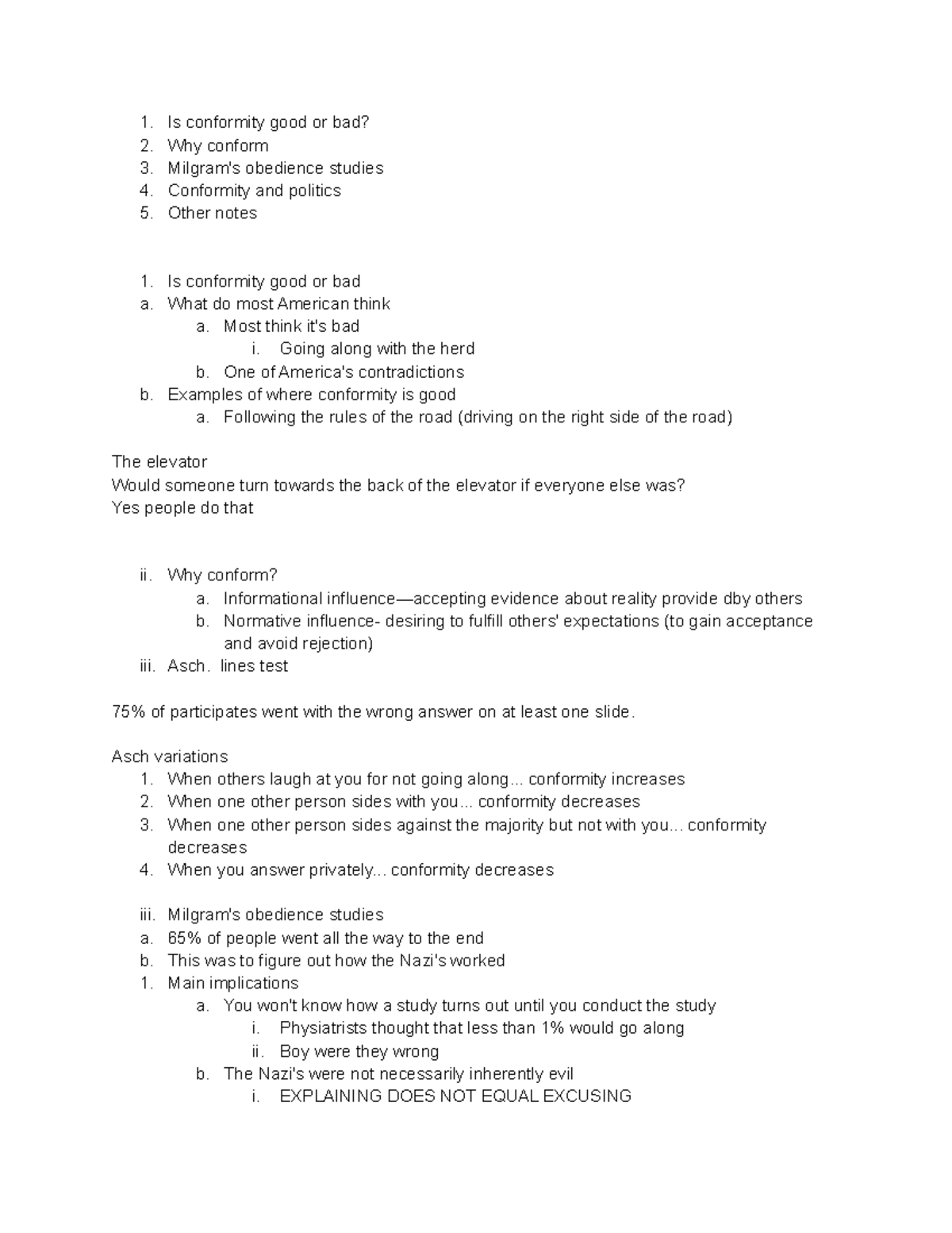 Conformity notes - Is conformity good or bad? Why conform Milgram's ...