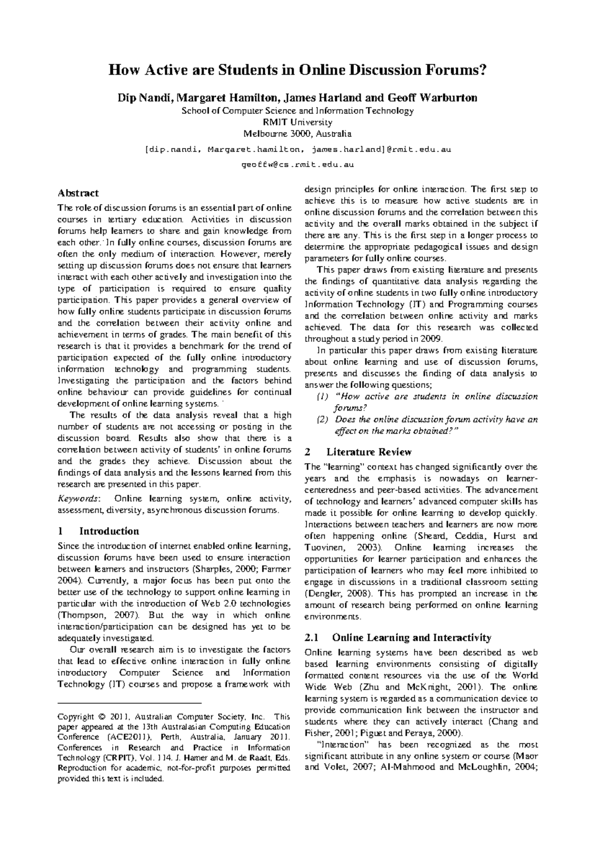 Crpitv 114Nandi - tkud - How Active are Students in Online Discussion ...