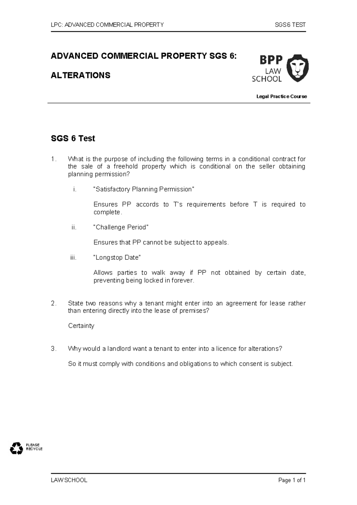 ACP SGS 6 Test 2324 - A quiz on SGS 6 - LPC: ADVANCED COMMERCIAL ...