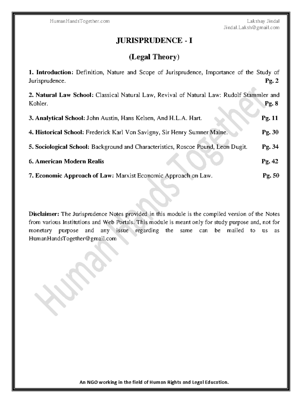 Jurisprudence Notes BALLB - Jindal@gmail JURISPRUDENCE - I (Legal ...