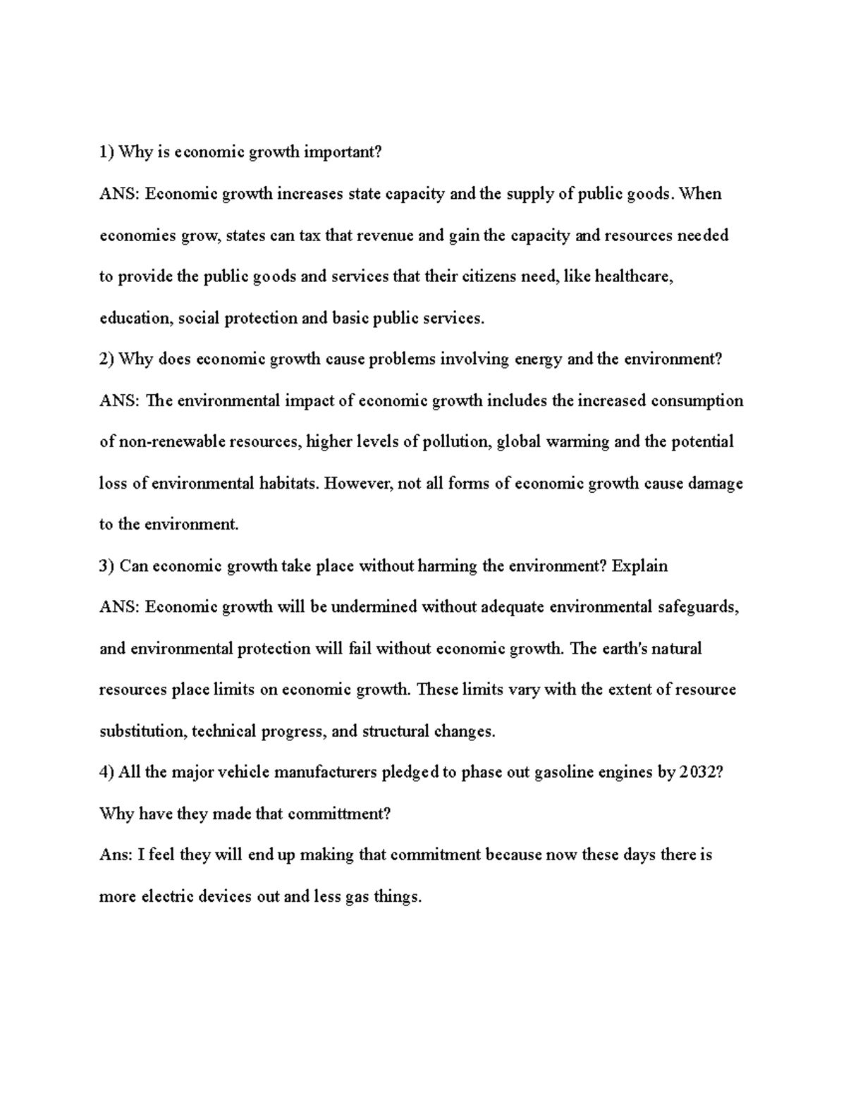 english essay (example notes) - Why is economic growth important? ANS ...
