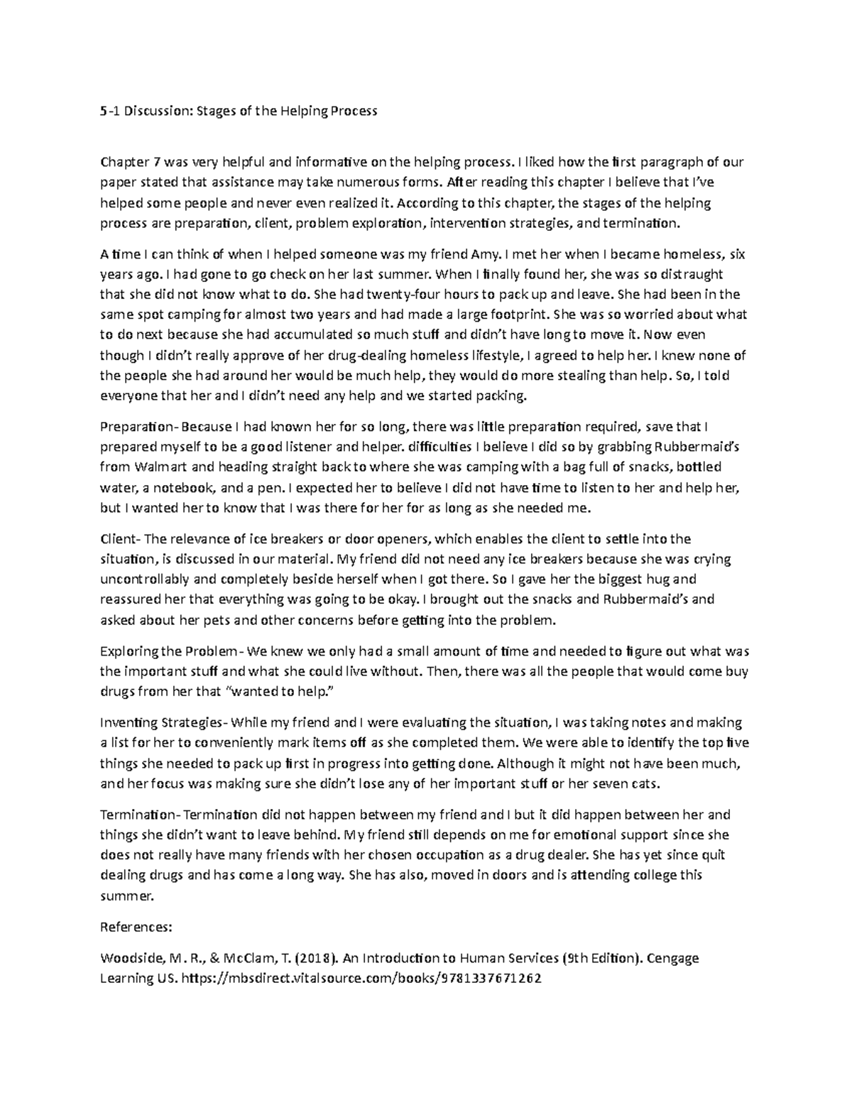 5-1 Discussion Stages of the Helping Process - I liked how the first ...