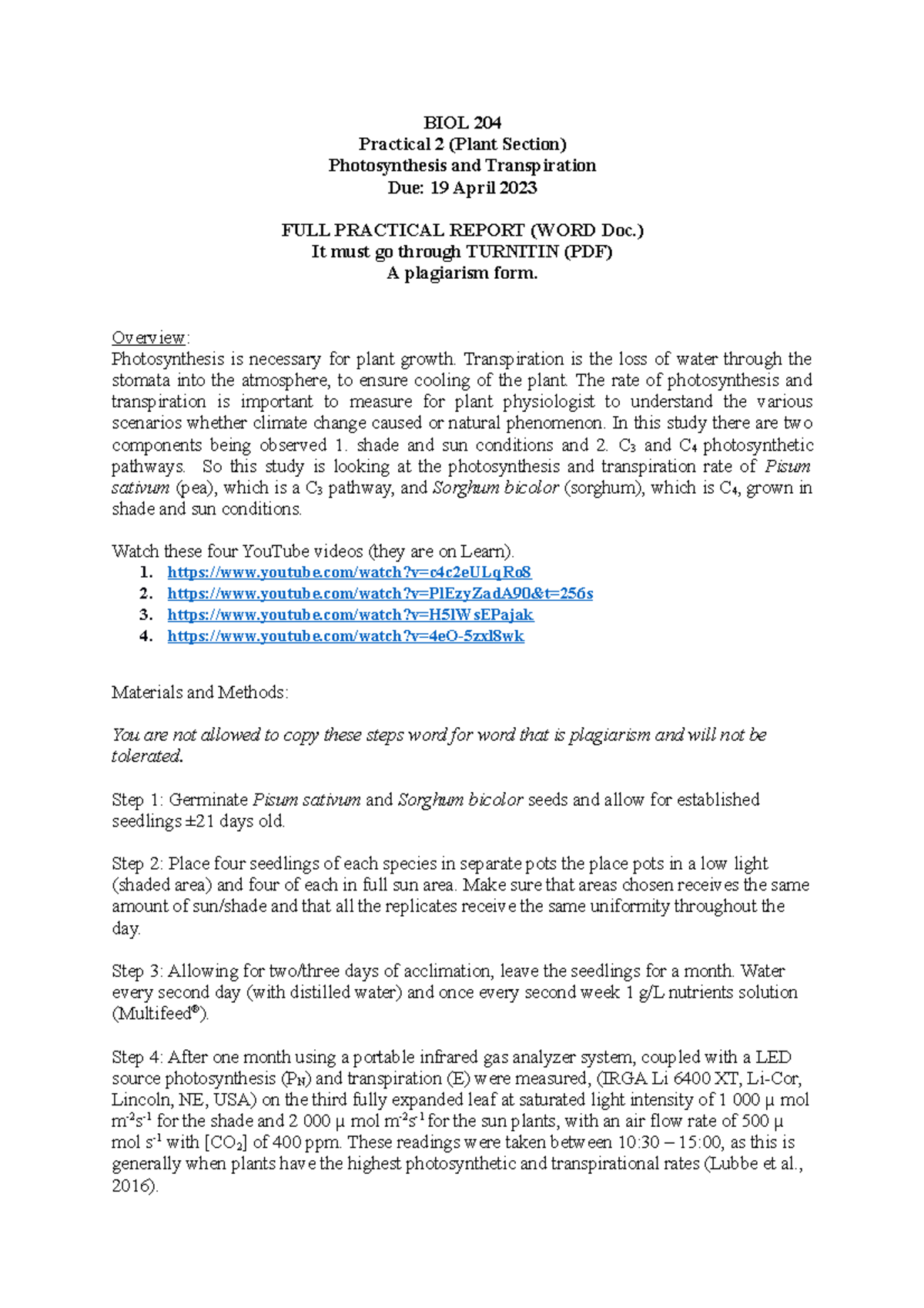 A full scientific report must include the following components - BIOL ...