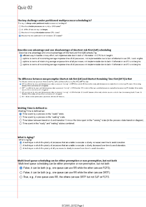 SC2005 - quiz ans - What is the no preemption condition for a deadlock ...