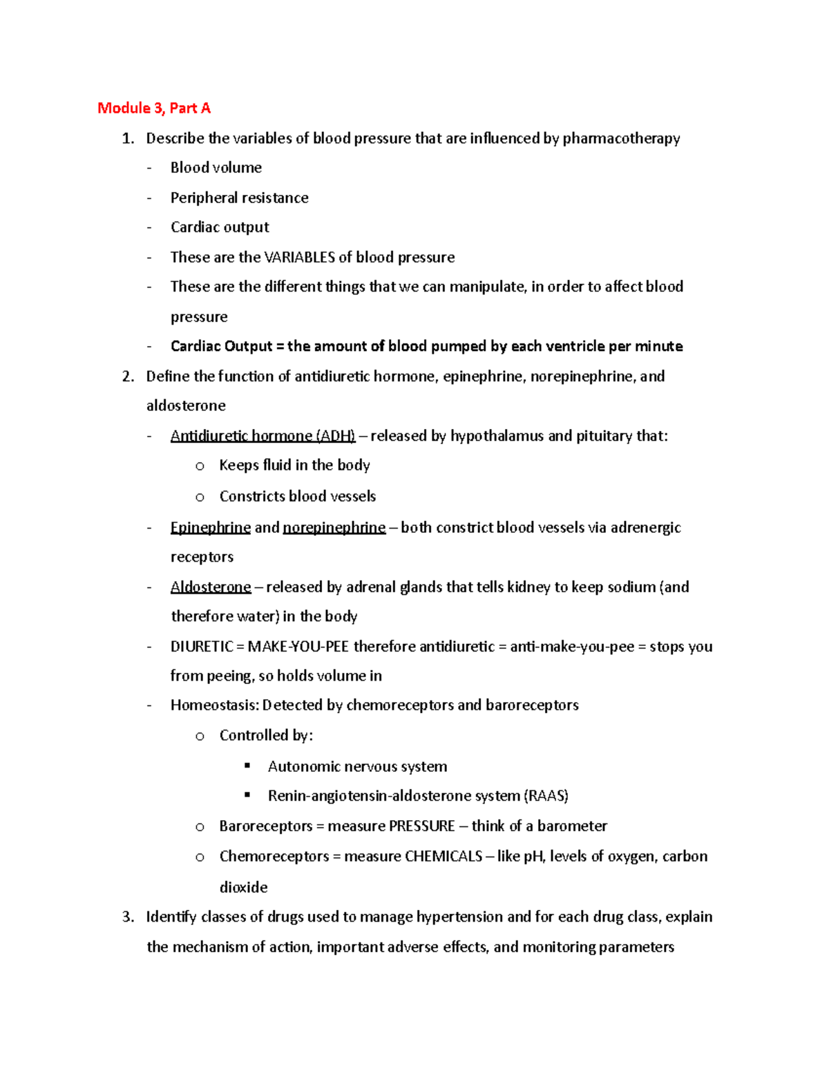 Module 3 - Learning objectives - Module 3, Part A 1. Describe the ...