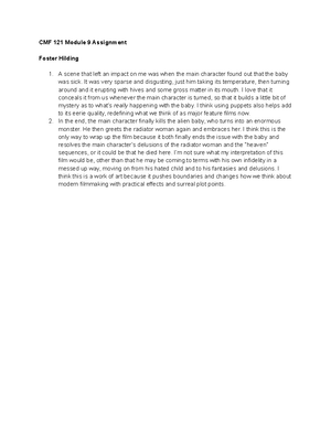 CMF 121 Module 10 Assignment - CMF 121 Module 10 Assignment Foster Hilding A 1. The woman trying ...