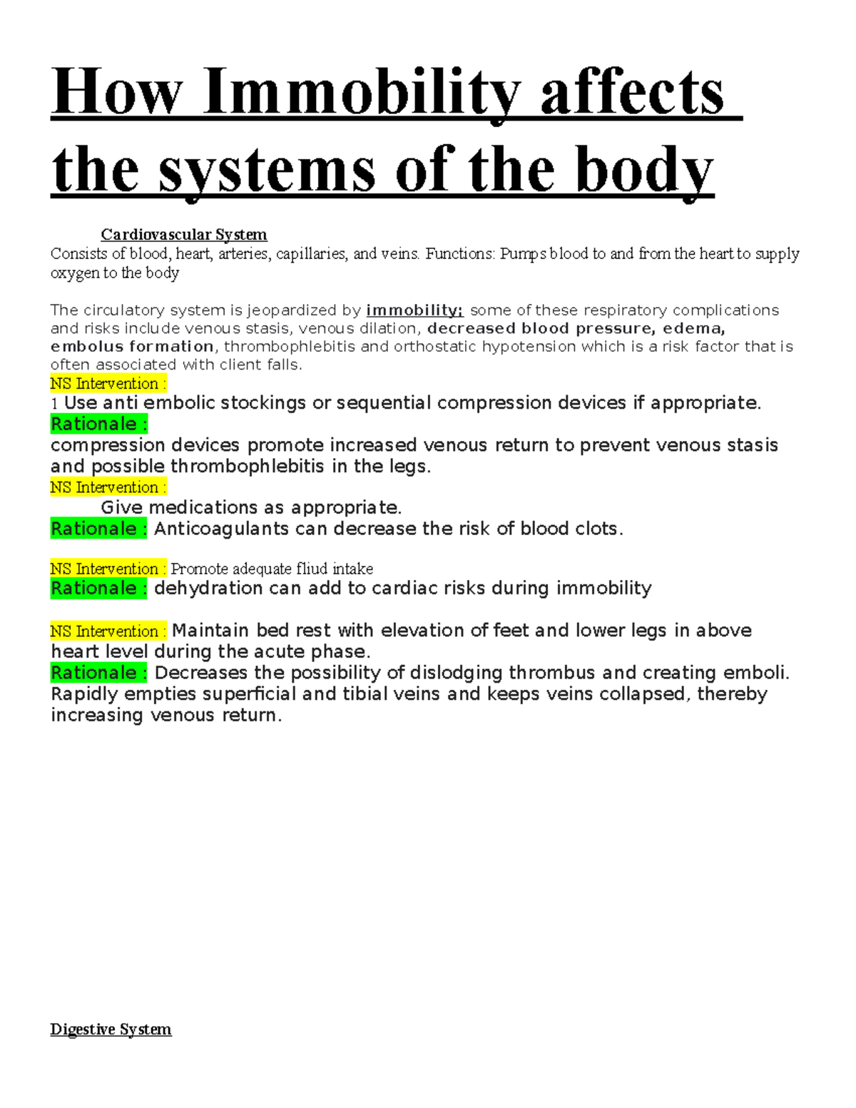 How Immobility affects the systems of the body - How Immobility affects ...