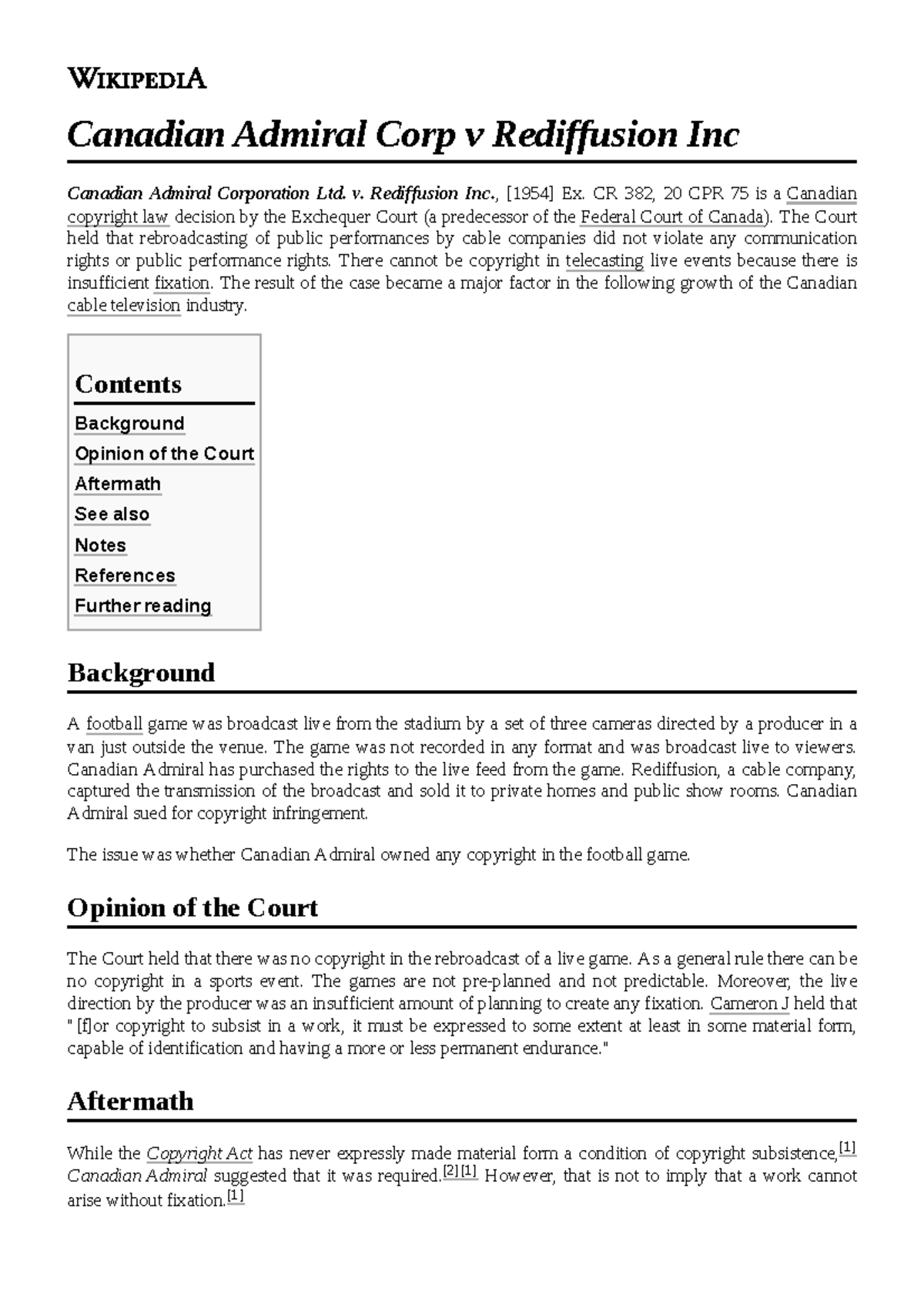 Canadian Admiral Corp v Rediffusion Inc - v. Rediffusion Inc., Ex. CR ...