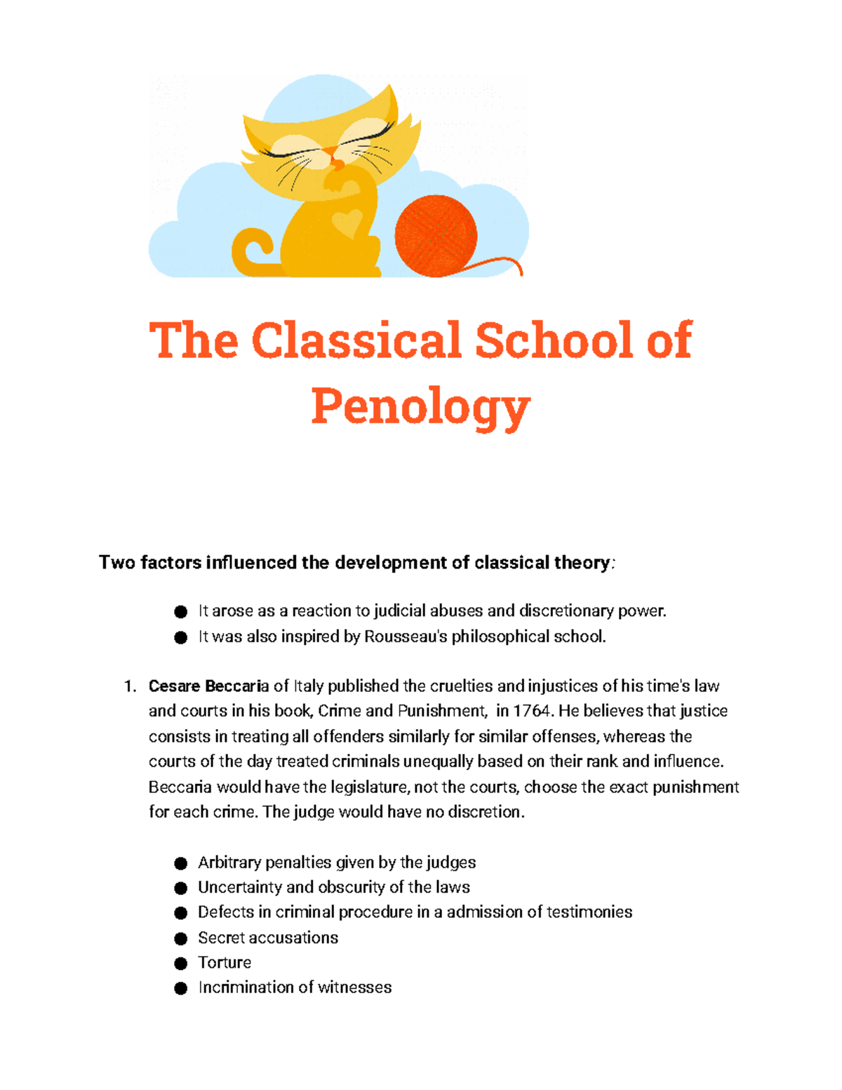 Penology - Classic Theorist of Criminology - The Classical School of ...
