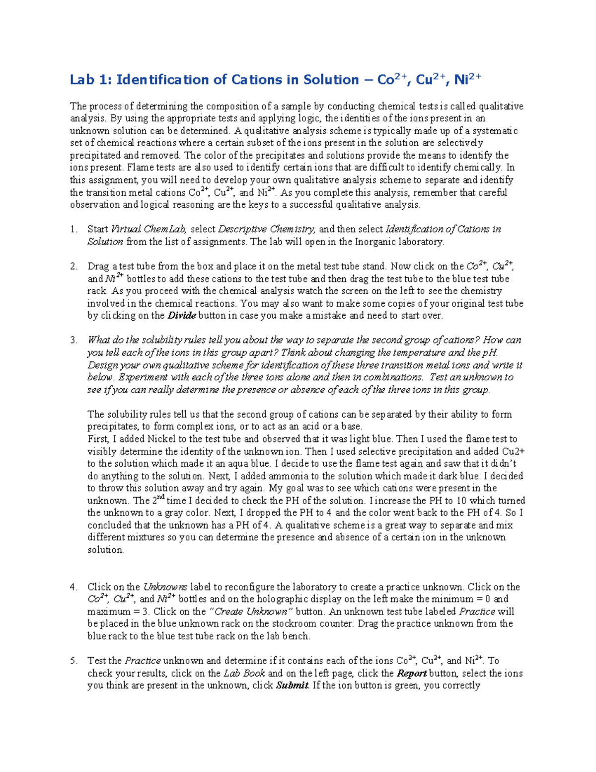 laboratory 1 for general chemistry first semester - Lab 1 ...