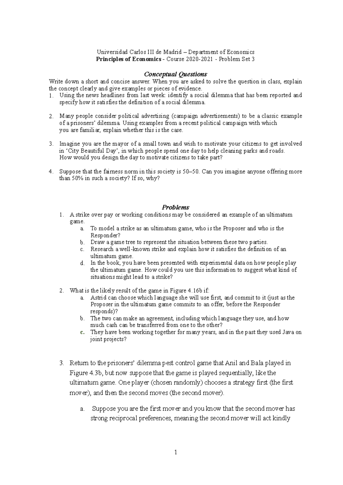 Problem Set 3 - When you are asked to solve the question in class ...