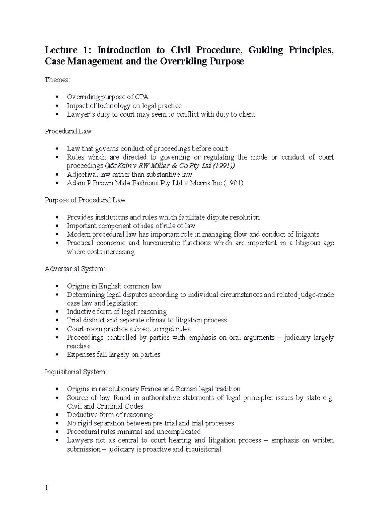 Civil Prac Lecture Revision - Lecture 1: Introduction to Civil ...