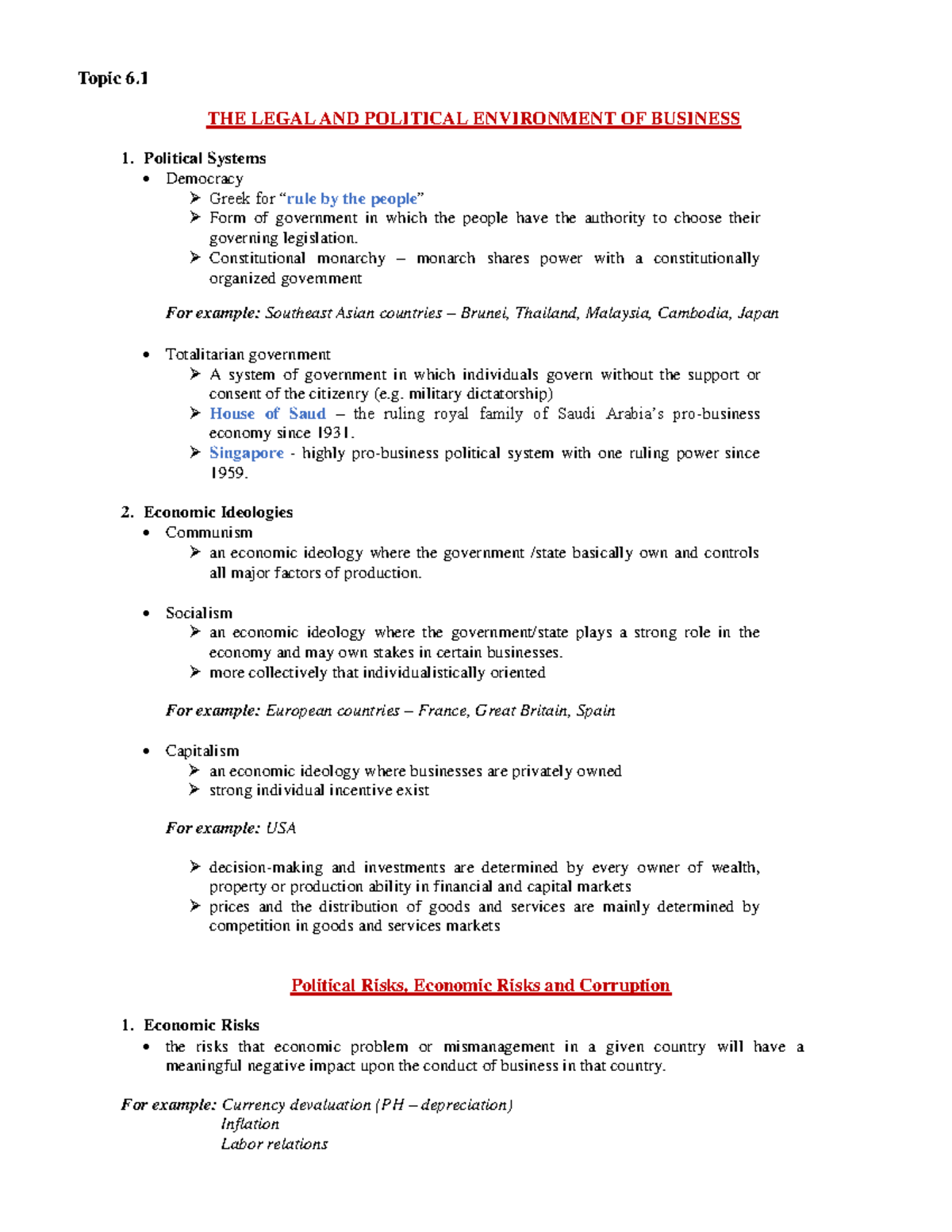 International Trade and Business Lecture Topic 6 v.2 - Topic 6. THE ...