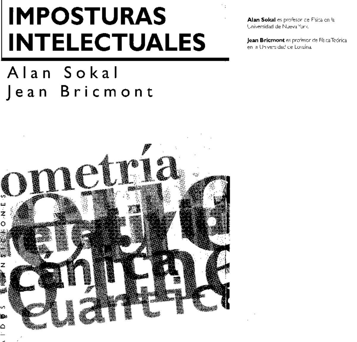 Sokal y Bricmont - Imposturas intelectuales - Filosofía De La Ciencia ...
