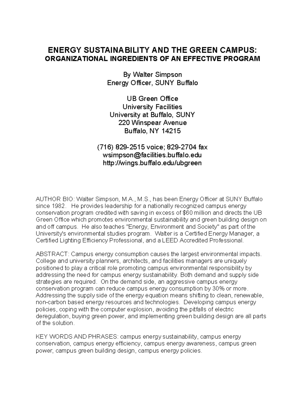 Energy Sustainaibilityandthe Green Campus Planningfor Higher Education ...