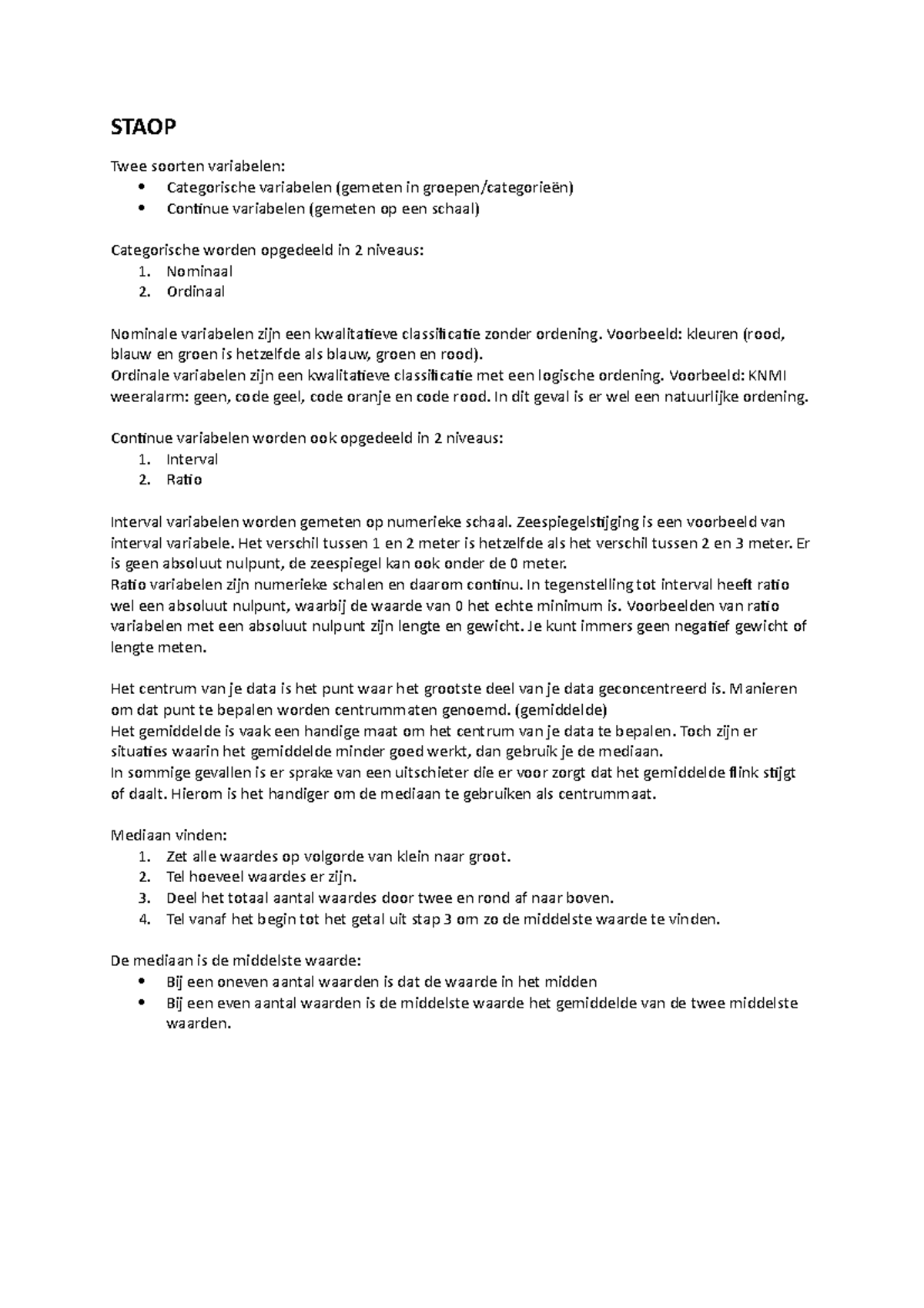 Staop samenvatting23 blok 1 - STAOP Twee soorten variabelen ...