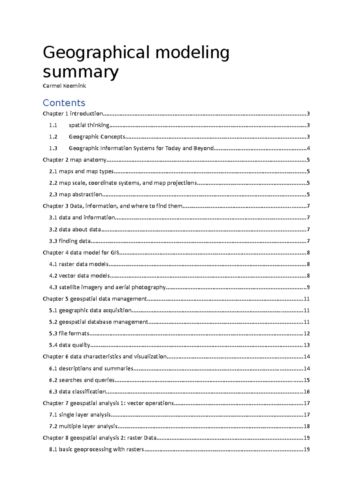 Geographical modelin summary - Geographical modeling summary Carmel ...