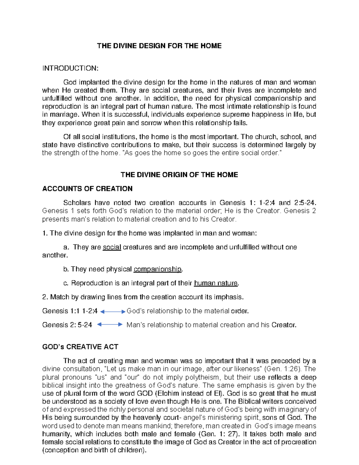 CFVE - Cristian Values - THE DIVINE DESIGN FOR THE HOME INTRODUCTION ...