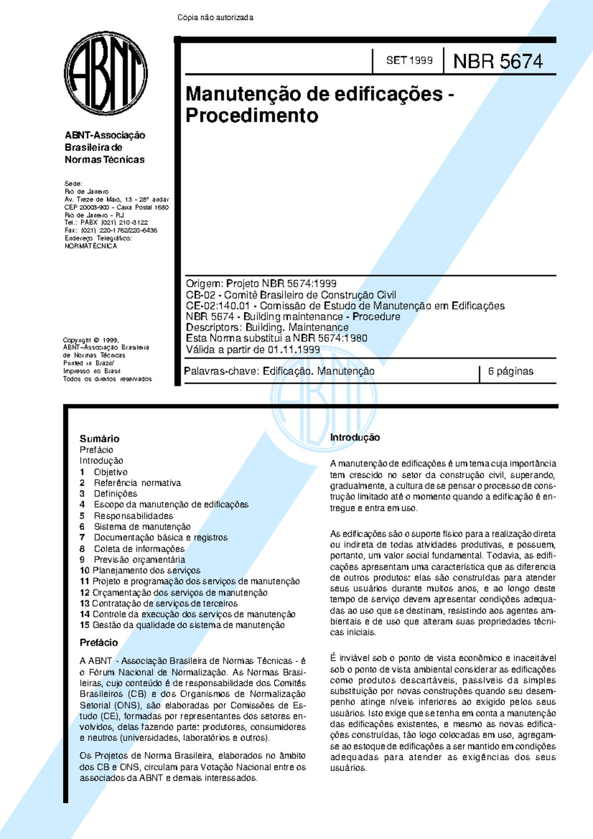 Abnt 05674 - Copyright © 1999, ABNT–Associação Brasileira de Normas ...