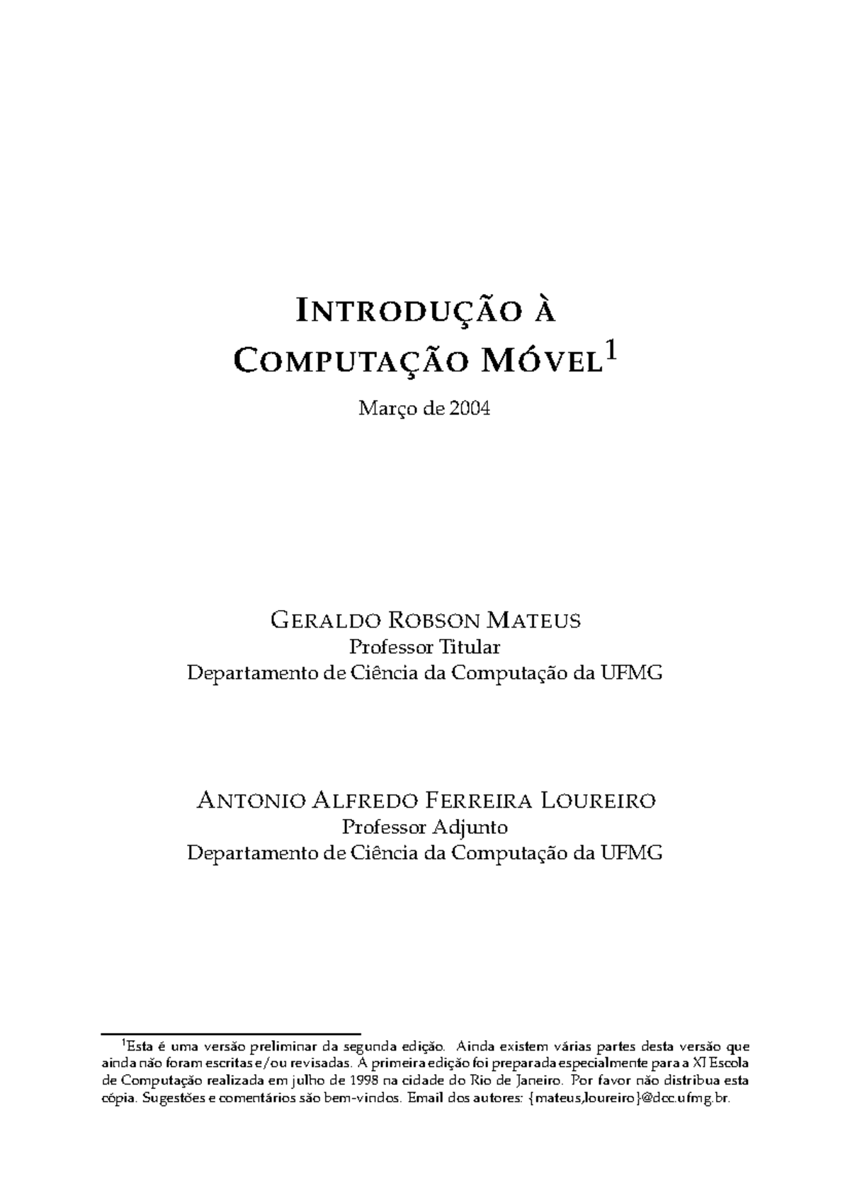 Introducao A Computacao Movel - INTRODUC ̧ ̃AO A` COMPUTAC ̧ ̃AO M ...