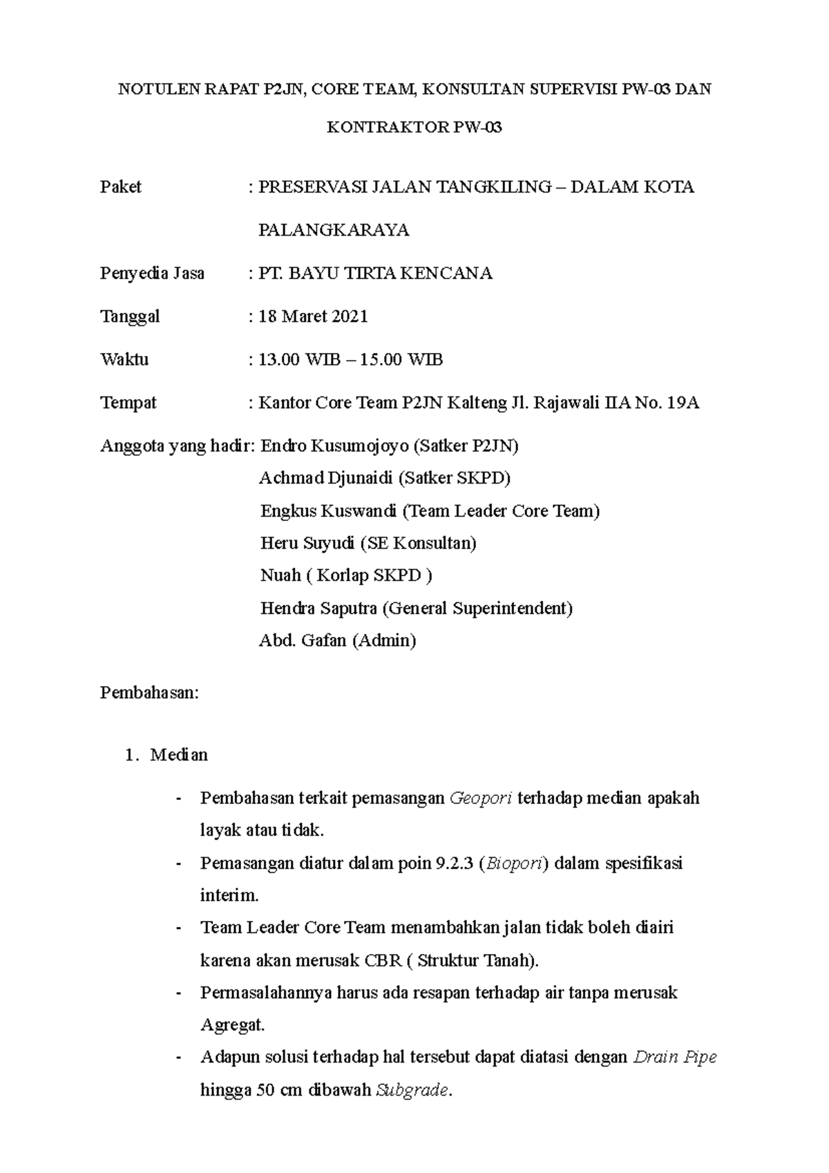 Notulen Rapat 18 maret - cscscscscs - NOTULEN RAPAT P2JN, CORE TEAM ...