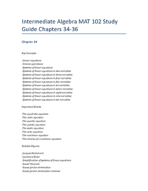 Intermediate Algebra MAT 102 Study Guide Chapters 55-57 - Intermediate ...