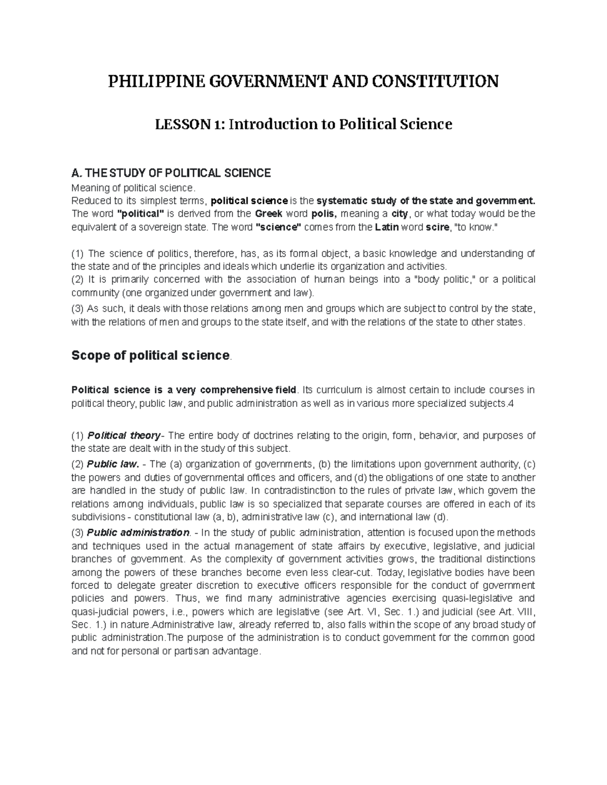 PHIL GOV Lesson 1 - Prelim Topic - PHILIPPINE GOVERNMENT AND ...