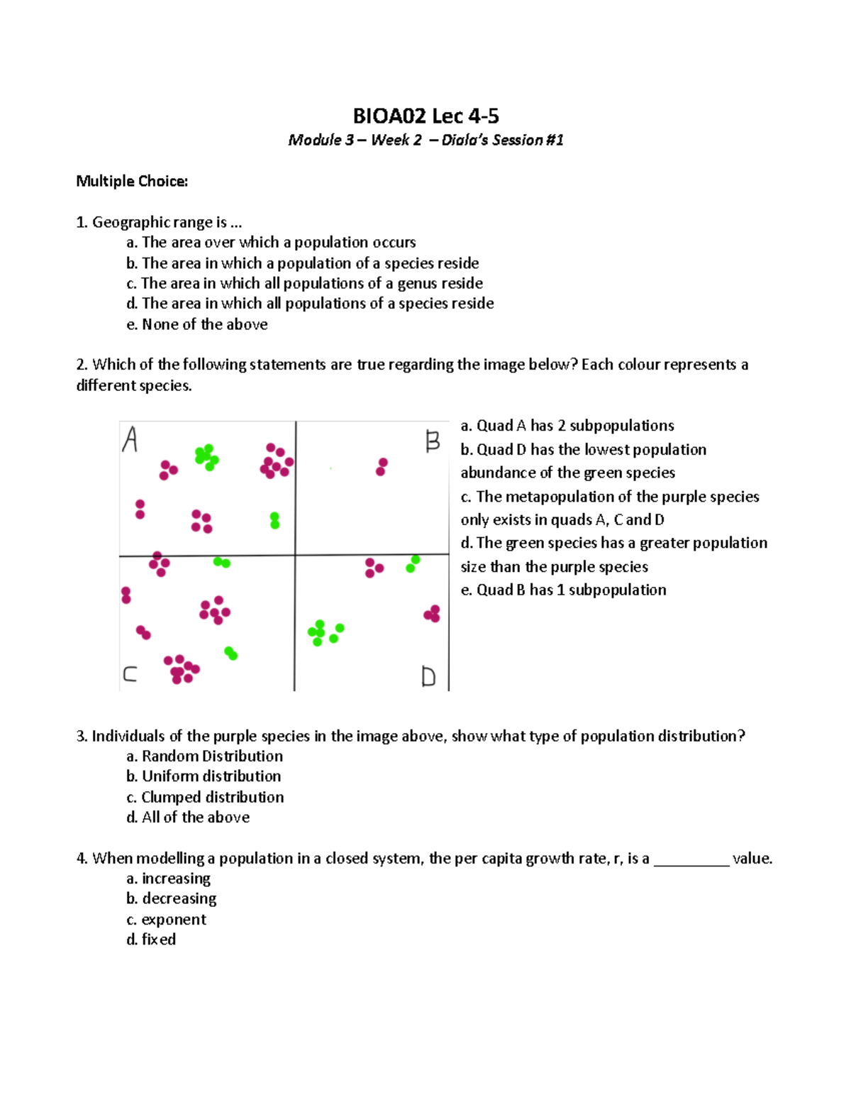 BIOA02 Module 3, Lecture 4-5. Practice materials for BIOAO2 module 3 ...