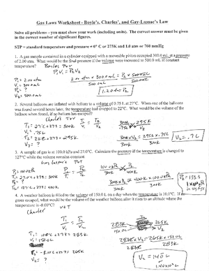 Gas Law calculations using STP key - Science - Studocu