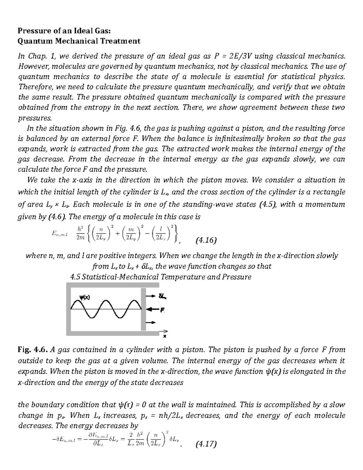 Pressure of an Ideal Gas - Pressure of an Ideal Gas: Quantum Mechanical ...