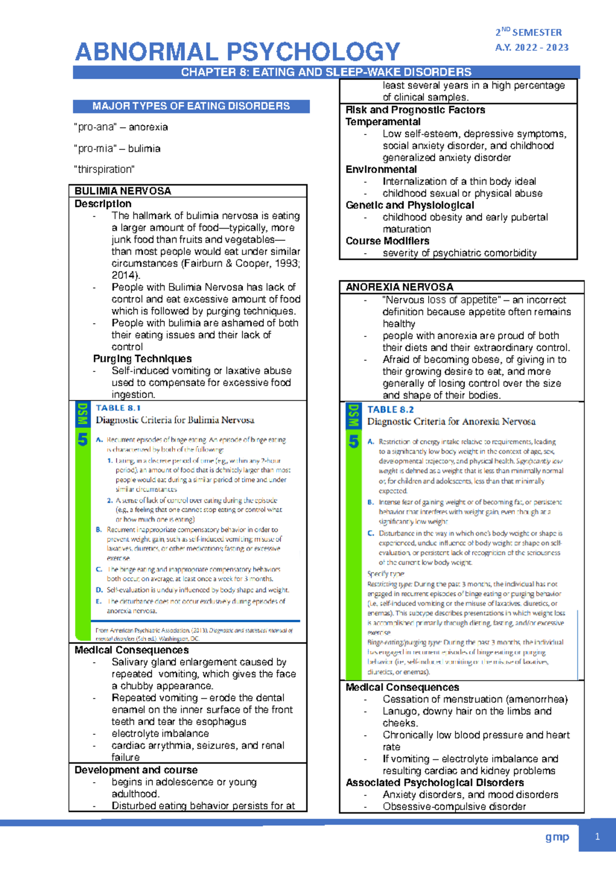 Abpsych trans 8 - Summary Abnormal Psychology: an Integrative Approach ...
