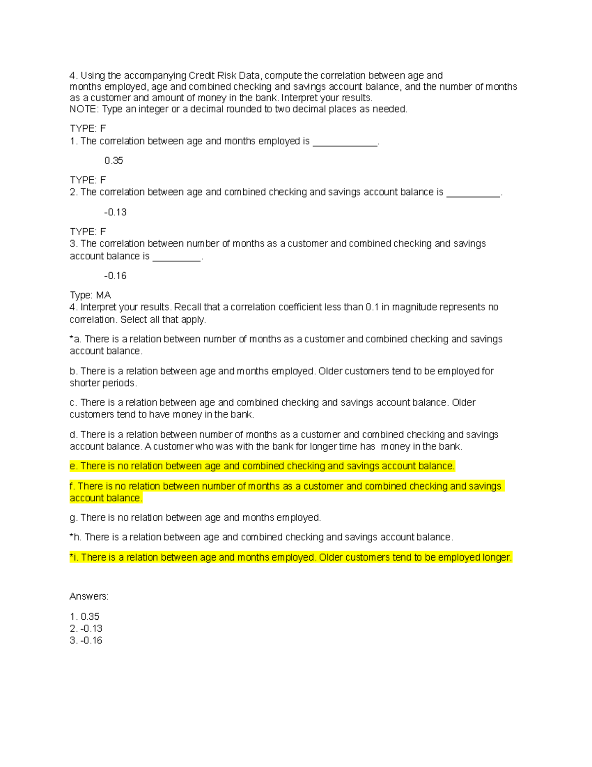 HW-4 Excel solution - Class work - Using the accompanying Credit Risk ...