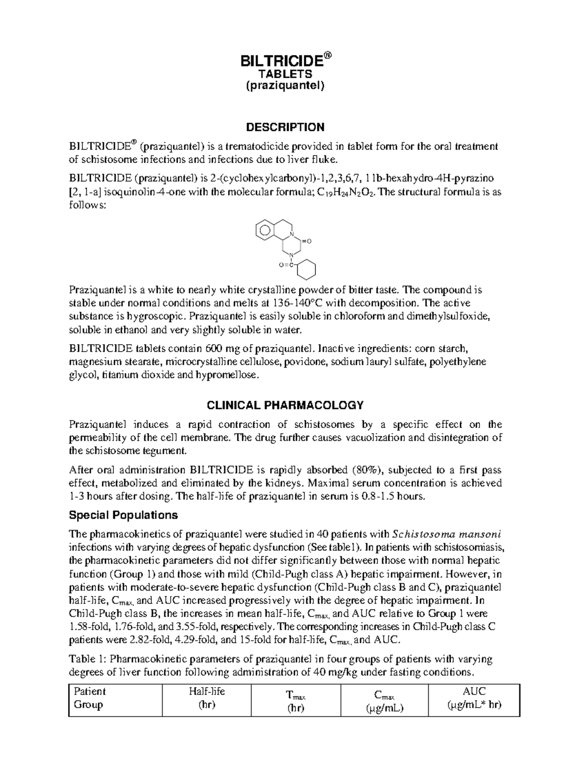 Praziquantel (anthelmintic) - BILTRICIDE ® TABLETS (praziquantel ...