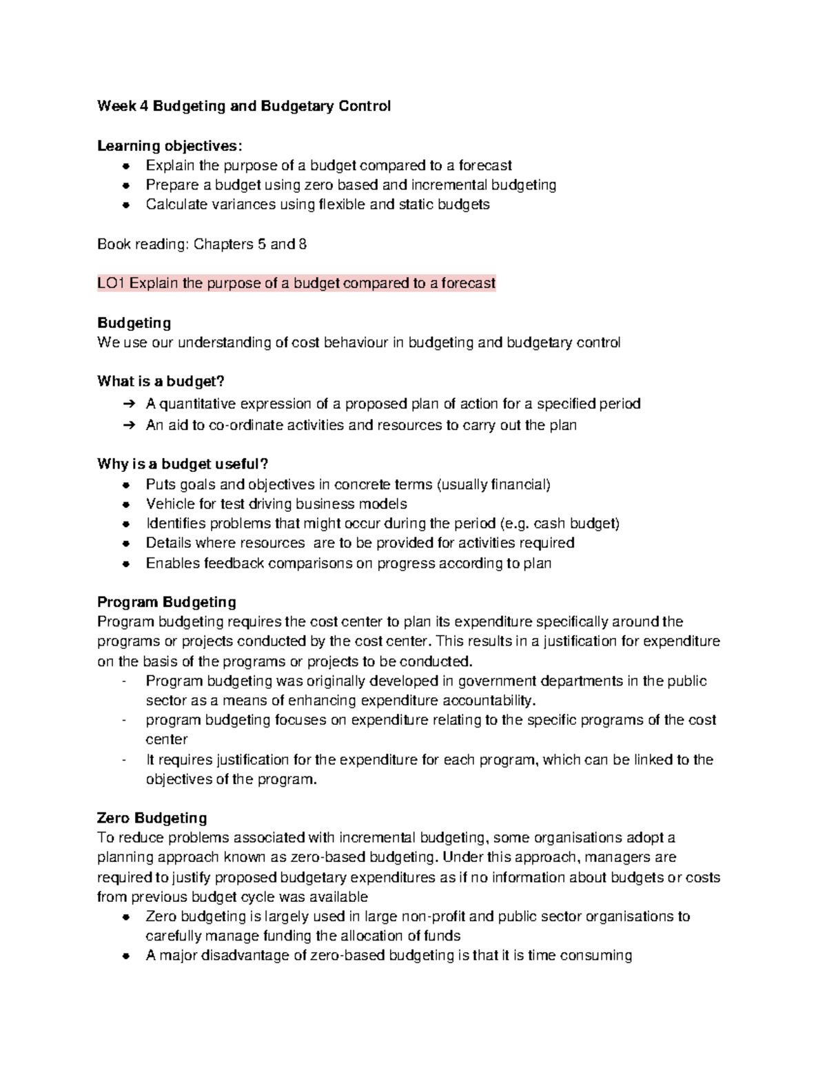 Week 4 Budgeting and Budgetary Control - Week 4 Budgeting and Budgetary ...