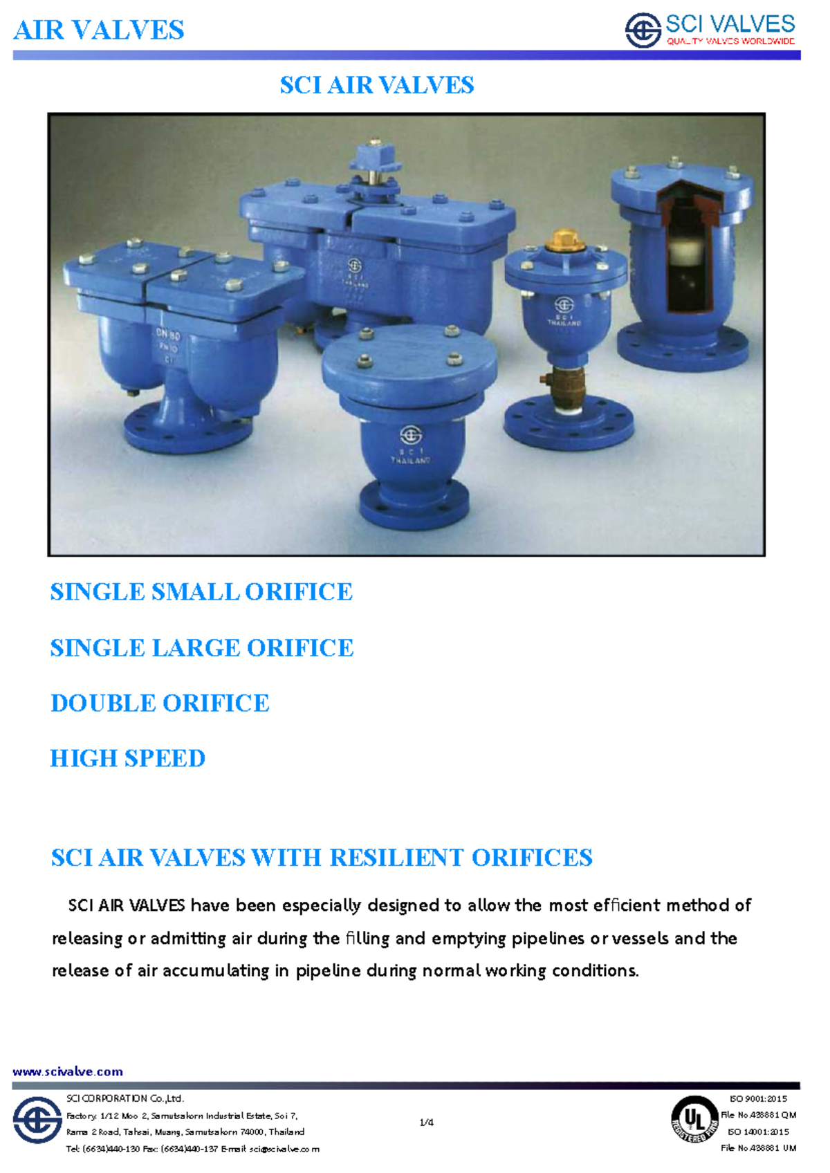 Air Valve - AIR VALVES 1/ scivalve SCI CORPORATION Co.,Ltd. Factory: 1/12 Moo 2, Samutsakorn ...