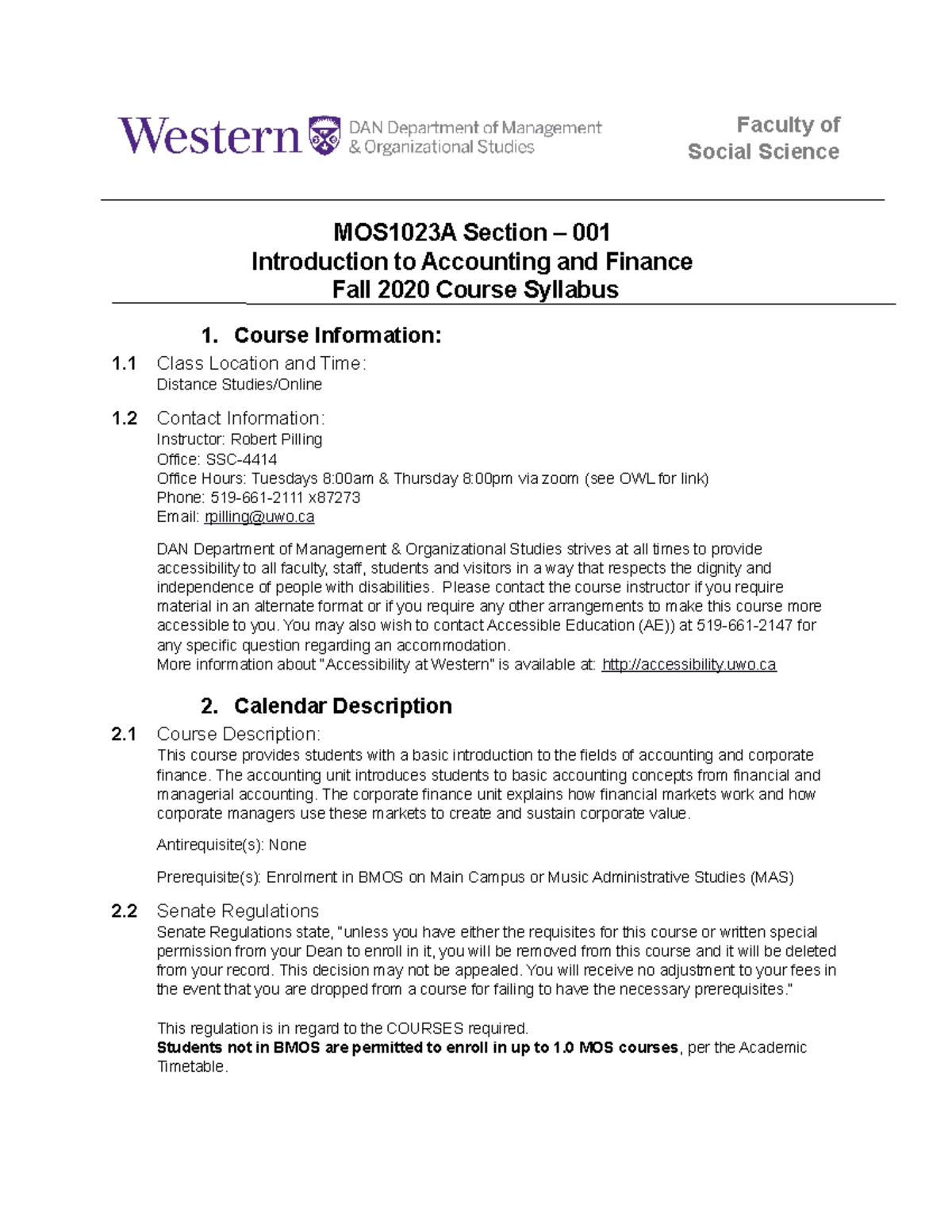MOS-1023A-Fall2020-Course-Syllabus - Faculty of Social Science MOS1023A ...