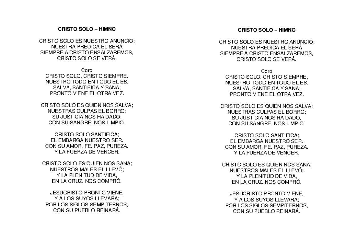 Cristo SOLO - Canción - CRISTO SOLO – HIMNO CRISTO SOLO ES NUESTRO ...
