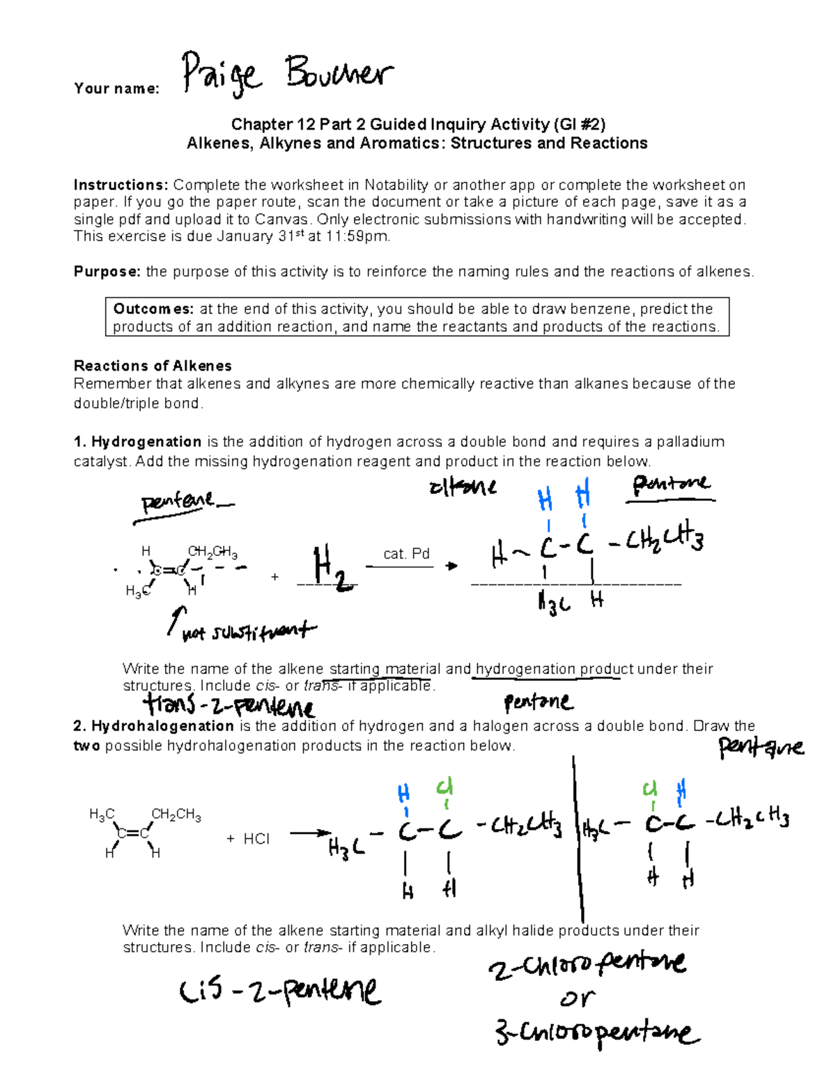 Guided inquiry - GI for O chem - Your name: Chapter 12 Part 2 Guided ...